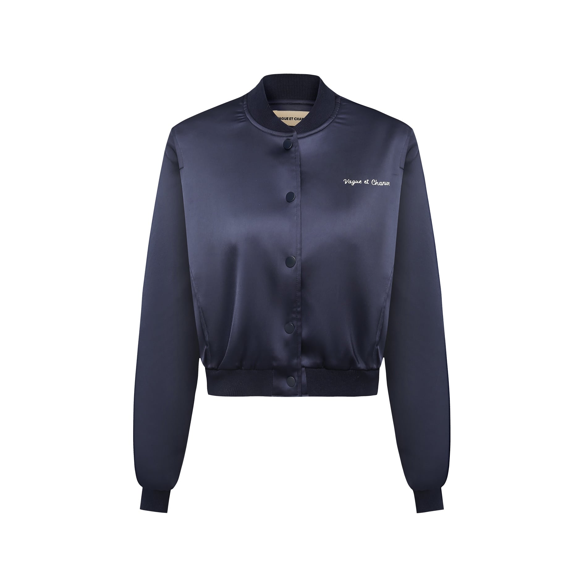 Vague et Chanson satin bomber jacket - Navy